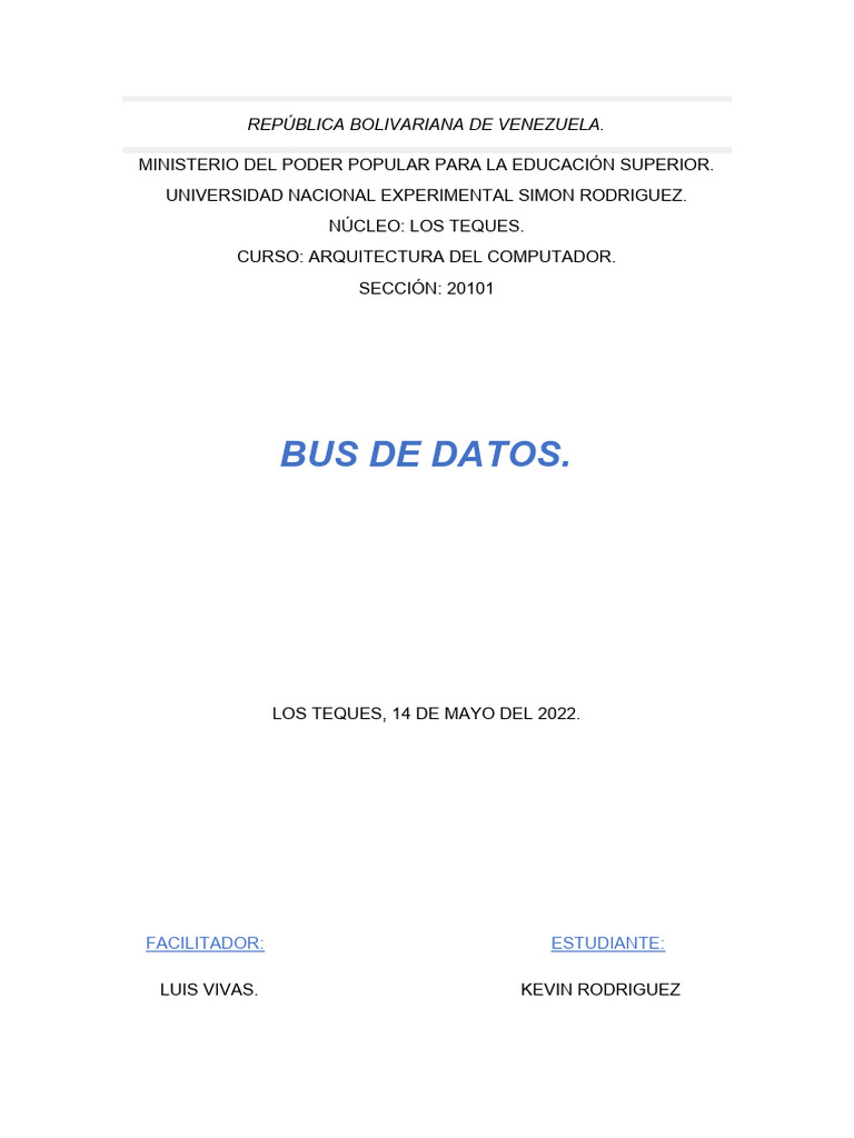 Bus de Datos | PDF | Ingeniería Informática | Datos de computadora