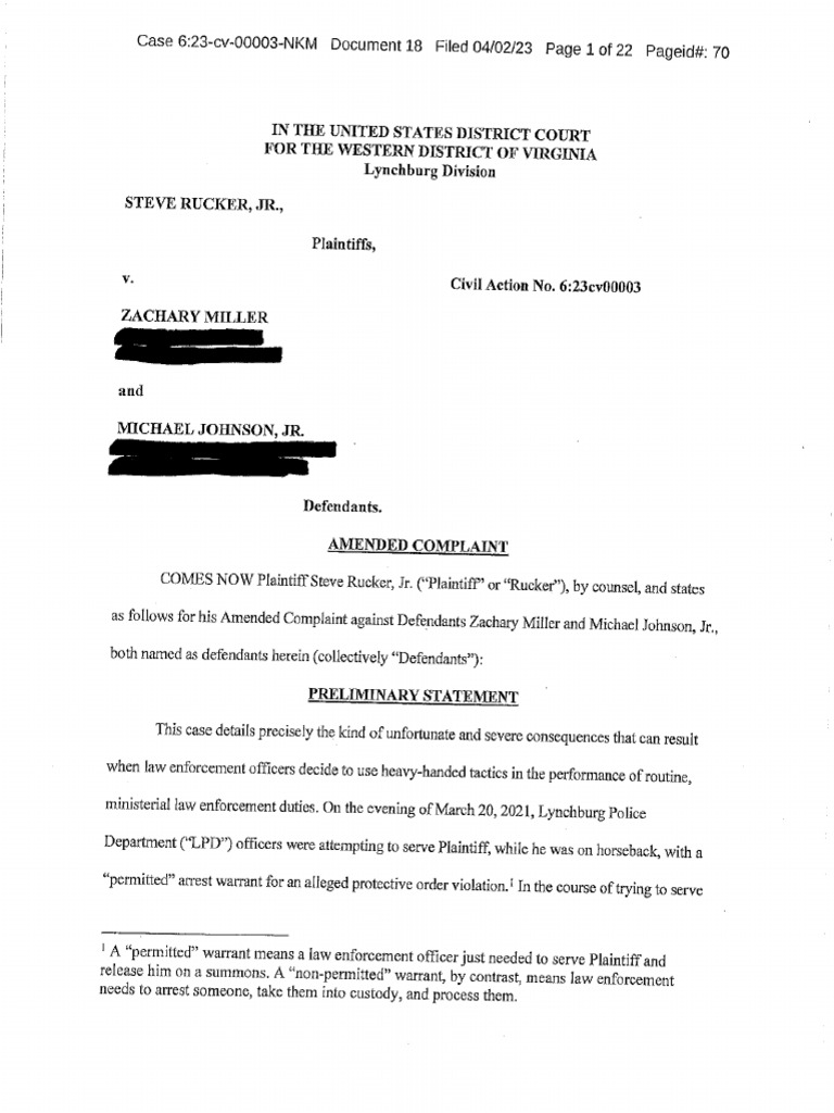 Lawsuit Filed by Steve Rucker Jr. | PDF