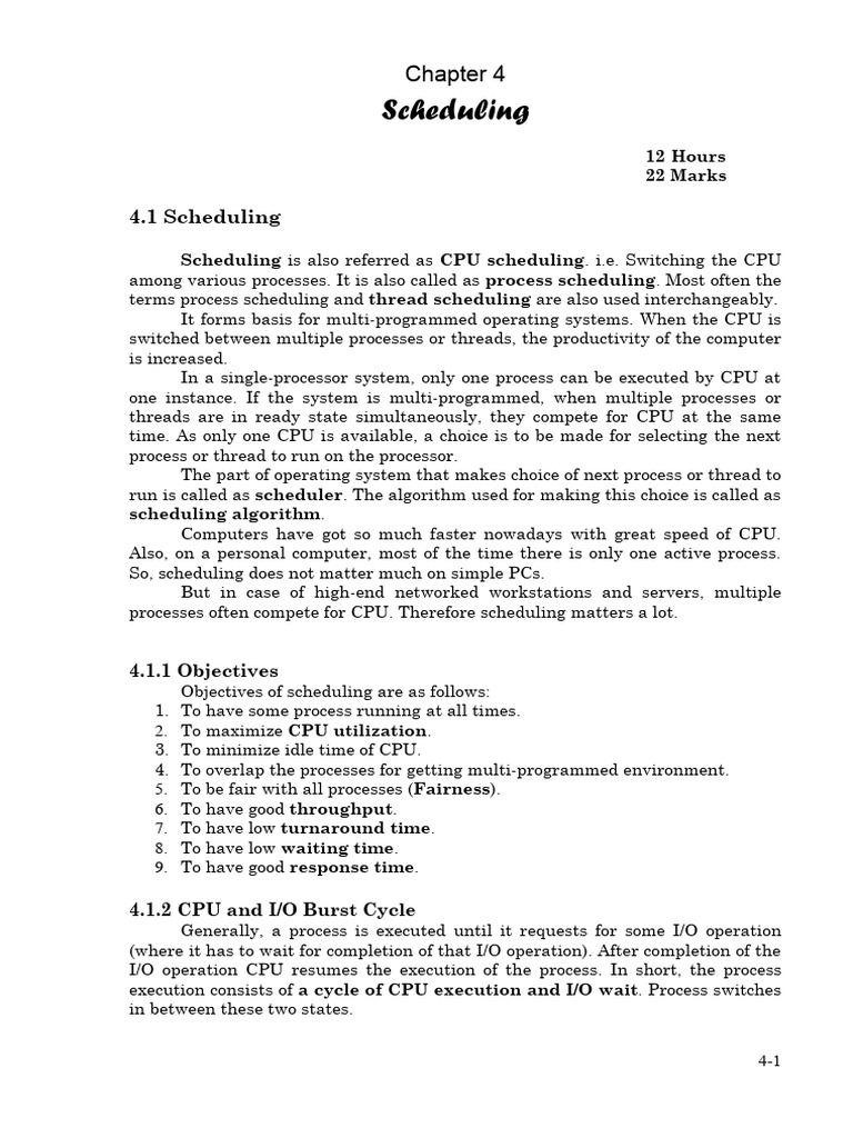 Chapter 4 - Scheduling-1 | PDF | Scheduling (Computing) | Process (Computing)