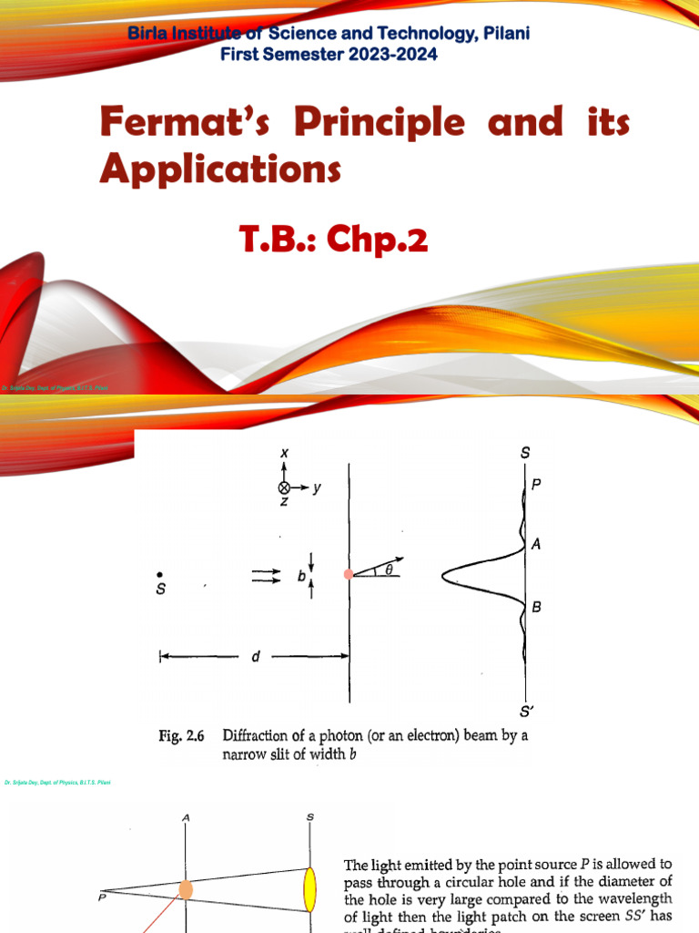 PHY F213 Fermat's Principle BITS Pilani | PDF | Optics | Diffraction