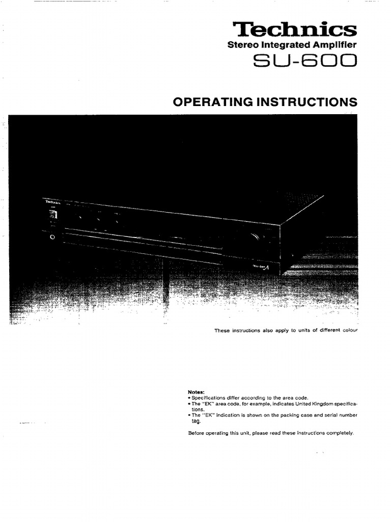 Technics SU-600 User Manual | PDF