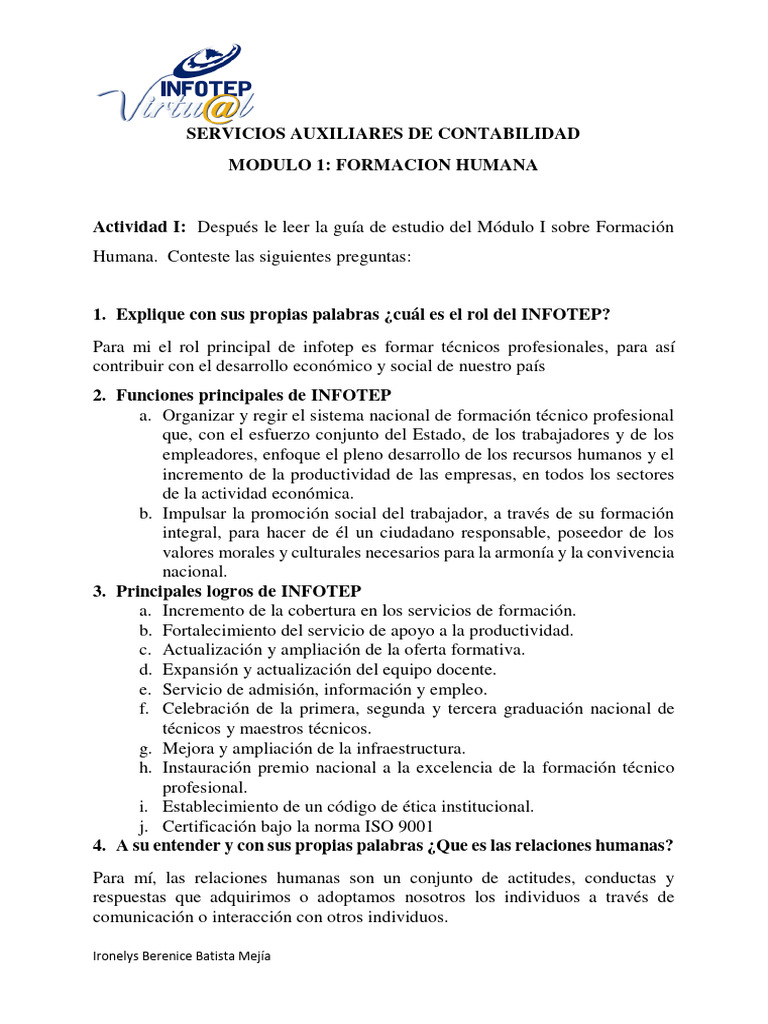 Actividad 1 Formacion Humana Pdf Autoestima