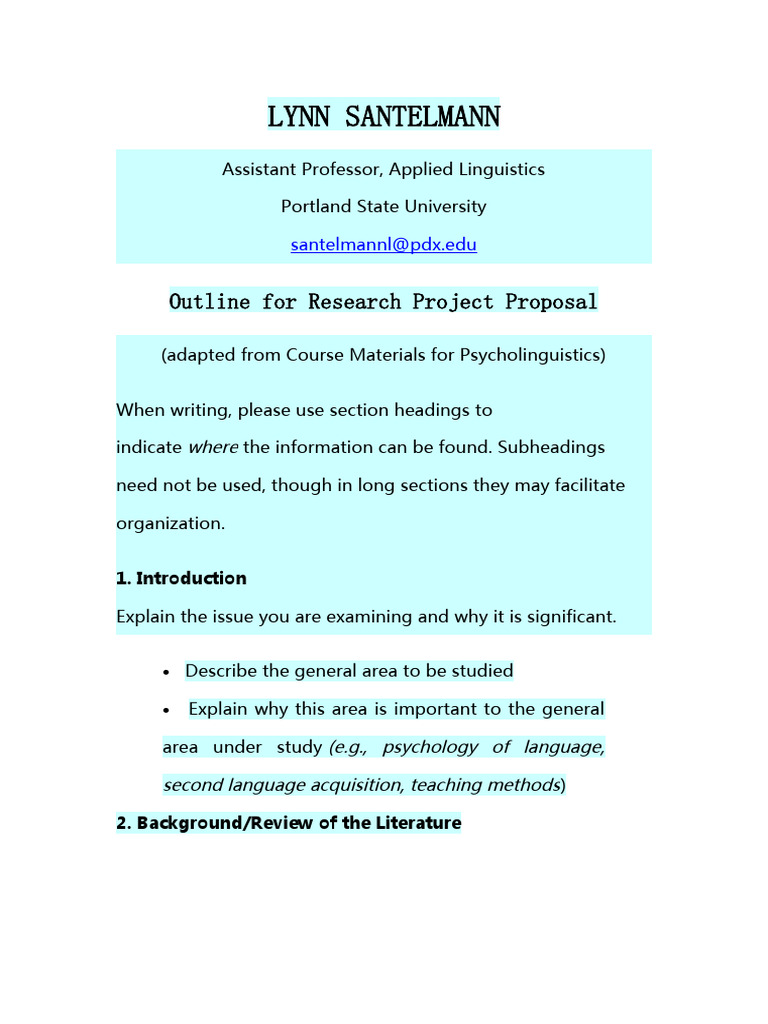Research Project Proposal | PDF | Hypothesis | Psycholinguistics
