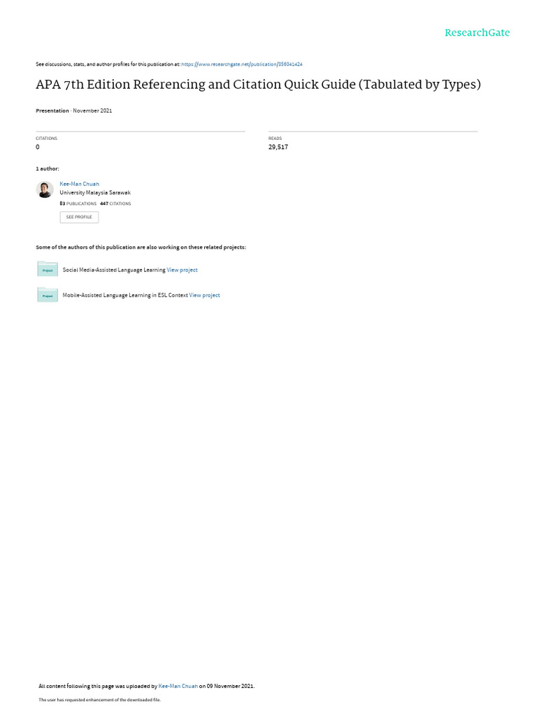 APA 7th Edition Citation Guide | PDF | Thesis | Apa Style