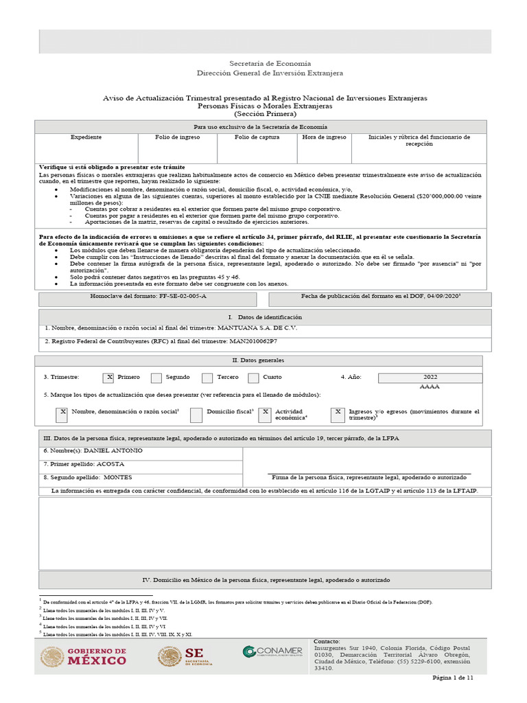 FF SE 02 005 A - AvisoActualizacionTrimestralSeccionPrimera | PDF ...