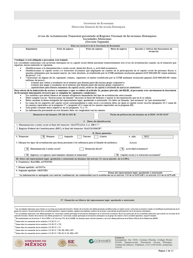 FF SE 02 005 B - AvisoActualizacionTrimestralSeccionSegunda | PDF ...
