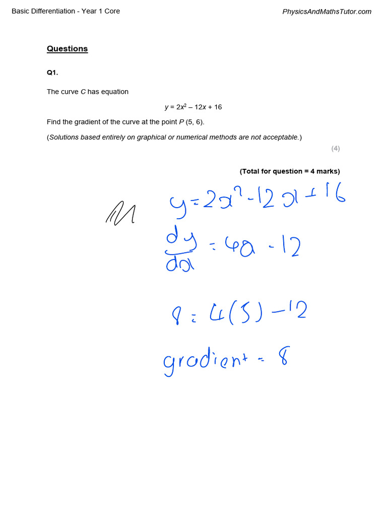 Basic Differentiation | PDF | Equations | Area