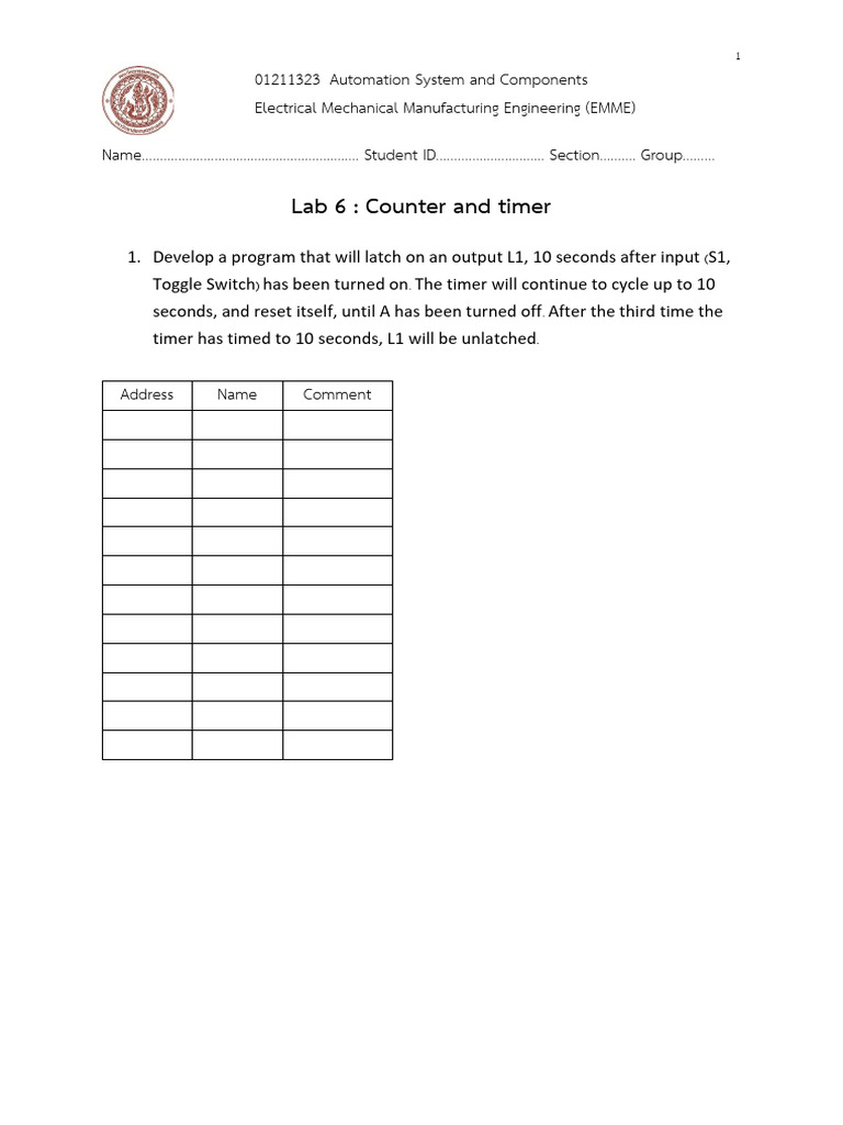 Lab-6 CounterTimer 2022 | PDF | Automation | Timer
