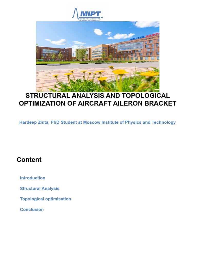 Structural Analysis and Topological Optimization of Aircraft Aileron Bracket | PDF ...