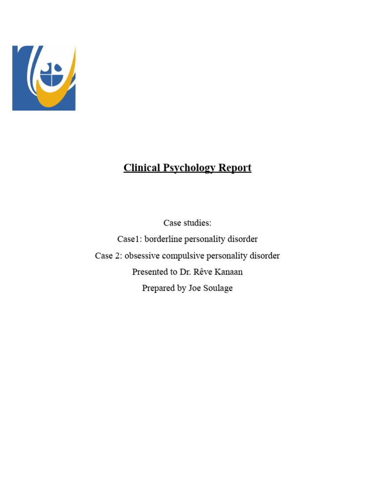 Case Study: Borderline Personality Disorder | PDF | Borderline ...