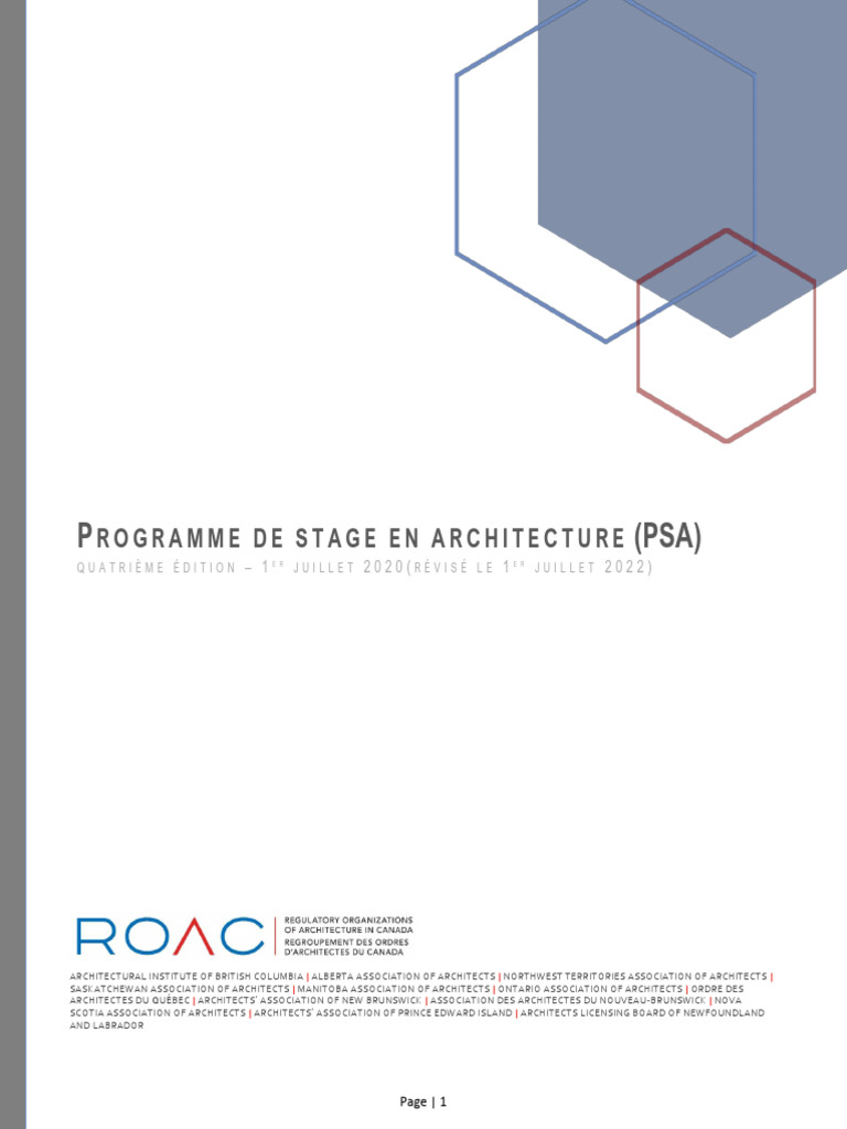 Psa 2020 Revise Juillet2022 Pdf Architecte Canada