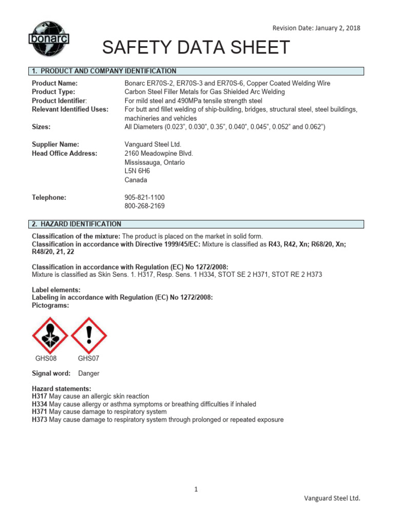 MSDS 60031355 Welding Rod | PDF