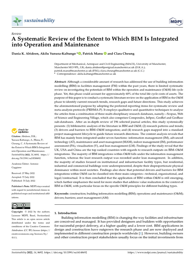 A Systematic Review of The Extent To Which BIM Is Integrated | PDF ...