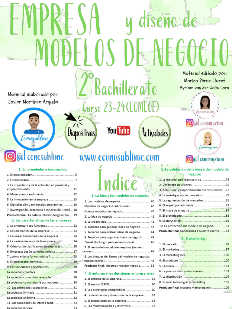 Libro Empresa y Diseño de Modelos de Negocio - 2º Bachillerato | PDF | Iniciativa empresarial ...