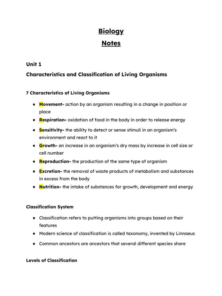 Biology Notes | PDF | Cell (Biology) | Glucose