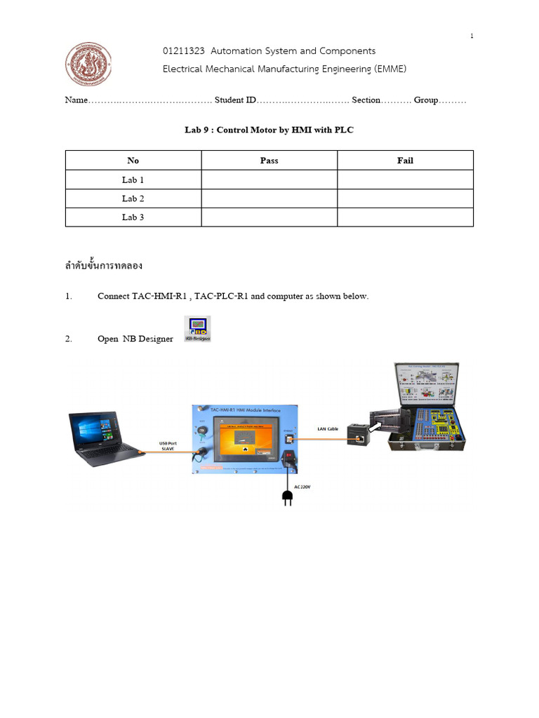 Lab-9-Control Motor by HMI With PLC - 2022 | PDF | Automation | Switch