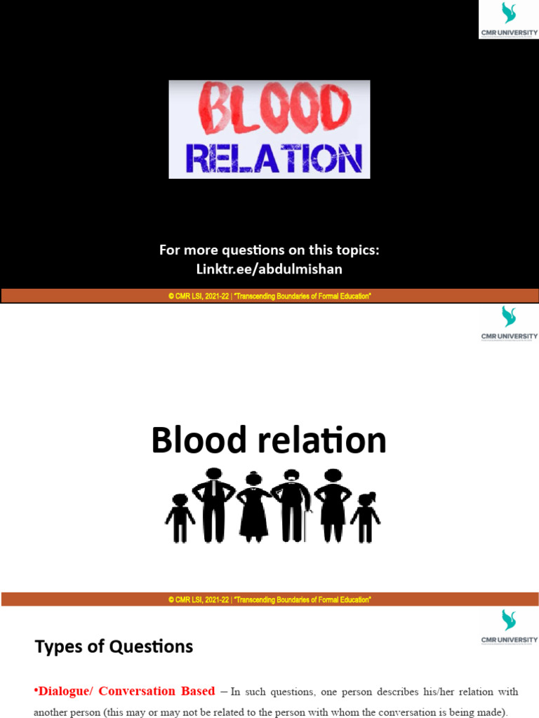 LR2 Blood Relation | PDF | Family | Interpersonal Relationships
