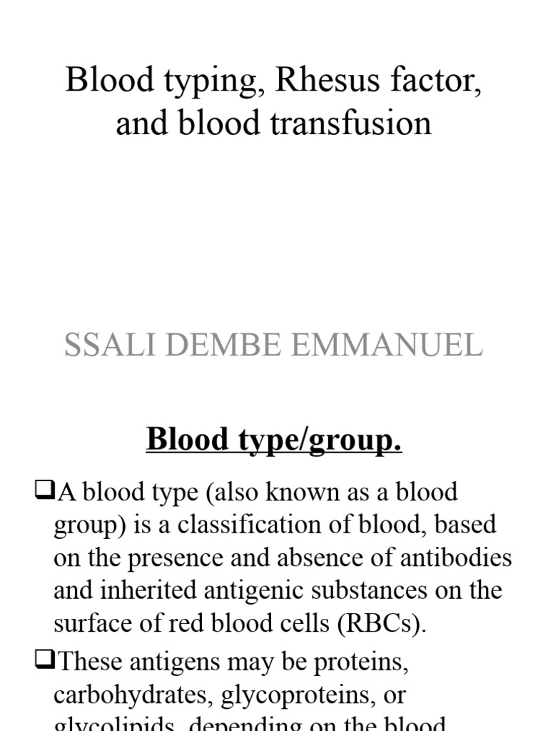 Blood Typing, Rhesus Factor, and Blood | PDF | Blood Type | Blood ...