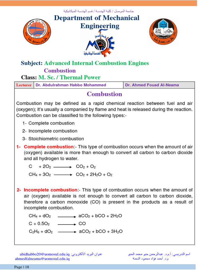 Lecture#1 | PDF | Combustion | Stoichiometry