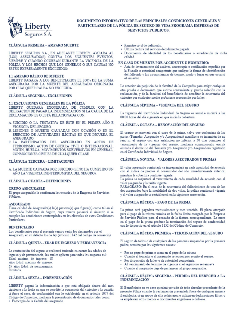 Liberty Clausulas | PDF | Póliza de seguros | Seguro