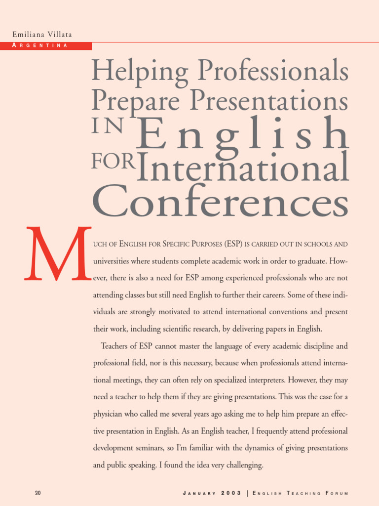 Helping Professionals Prepare Presentations: English Conferences | PDF ...
