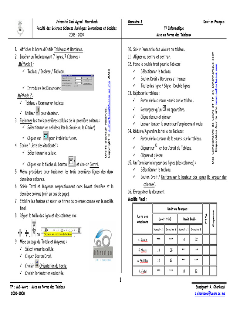 Mise en Forme Tableau MS Word | PDF | Microsoft Word