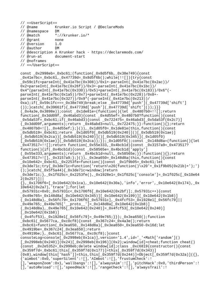 Krunker DogeWare - Updated - Script - @DeclareMods | PDF | Software Engineering | Internet