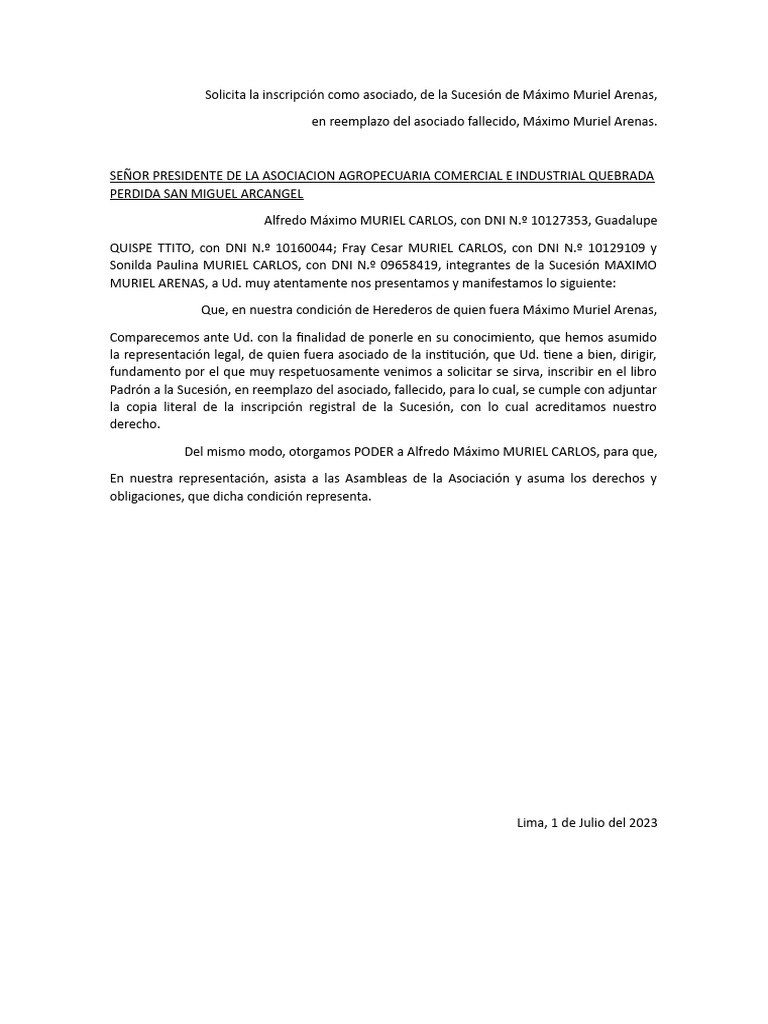 Solicita La Inscripción Como Asociado | PDF | Derecho