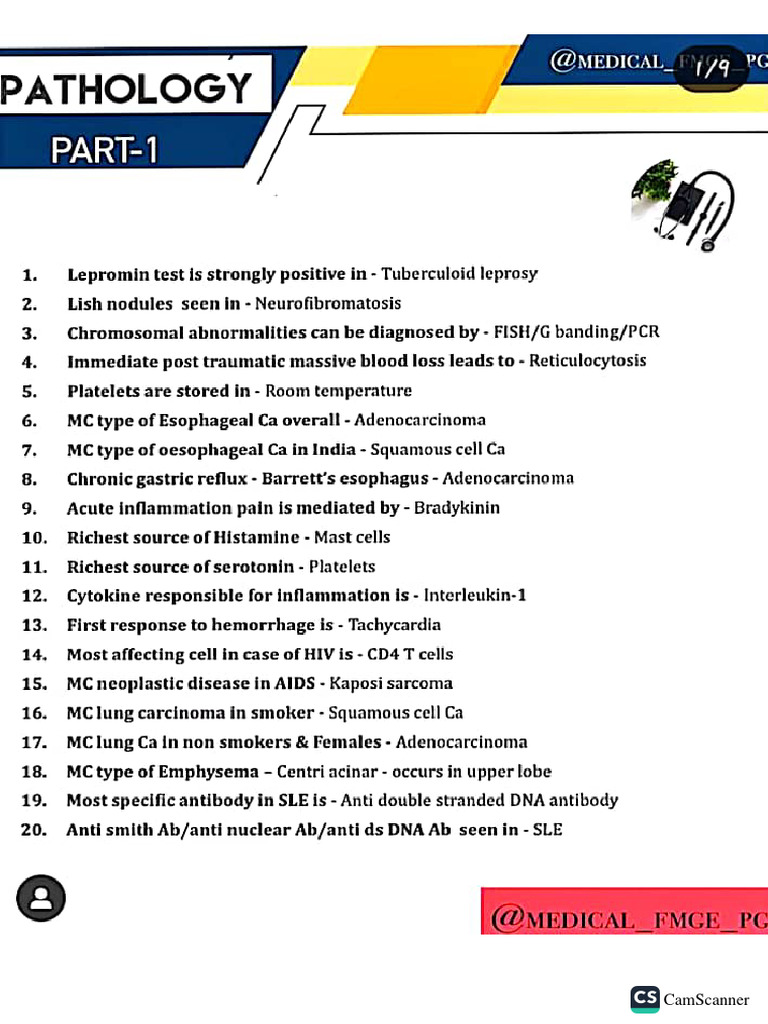 Pathology One Liner | PDF