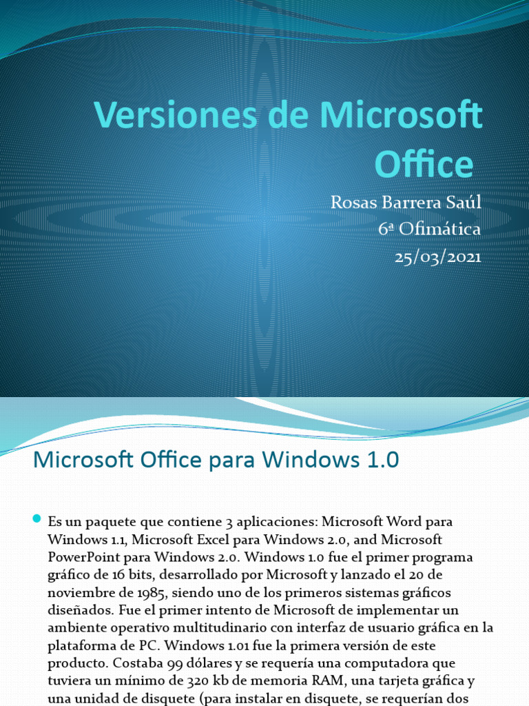 Versiones de Microsoft Office | PDF | Microsoft Office | Microsoft