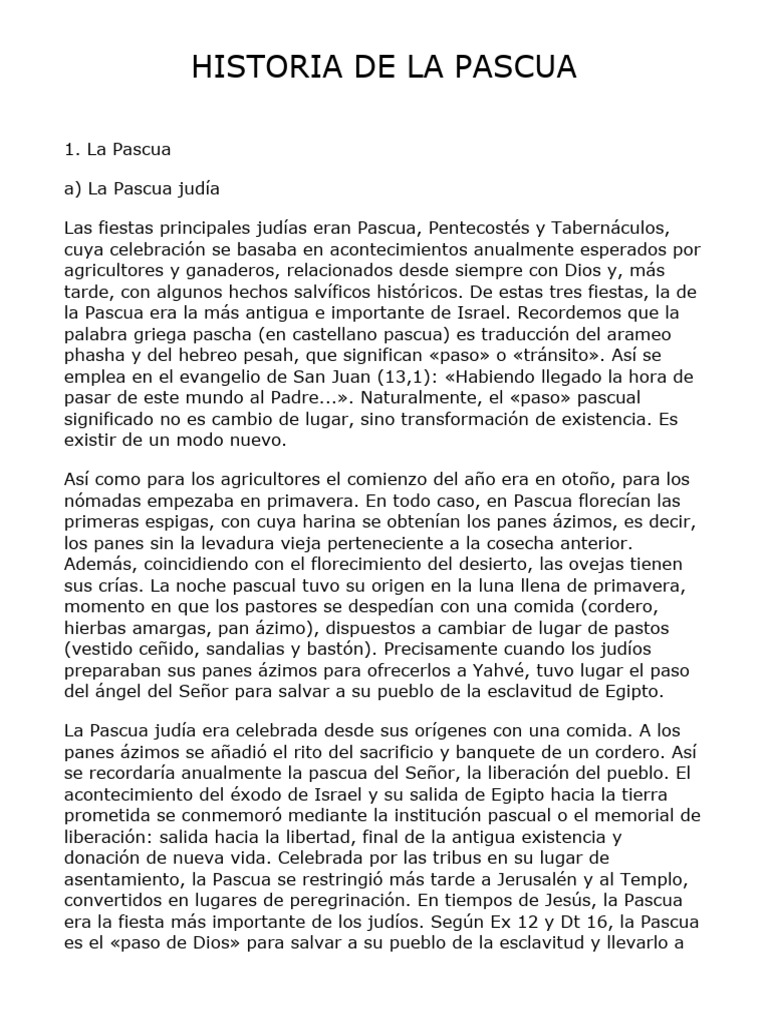 Historia de La Pascua | PDF | Pascua de Resurrección | Pascua