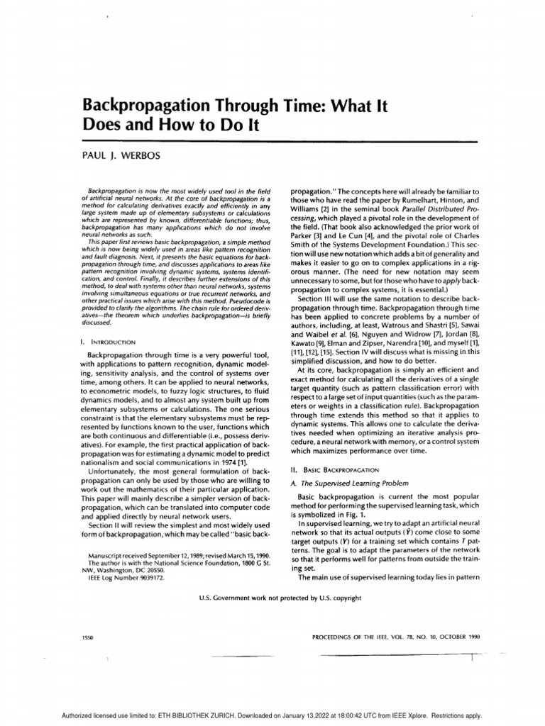 Backpropagation Through Time What It Does and How To Do It | PDF ...
