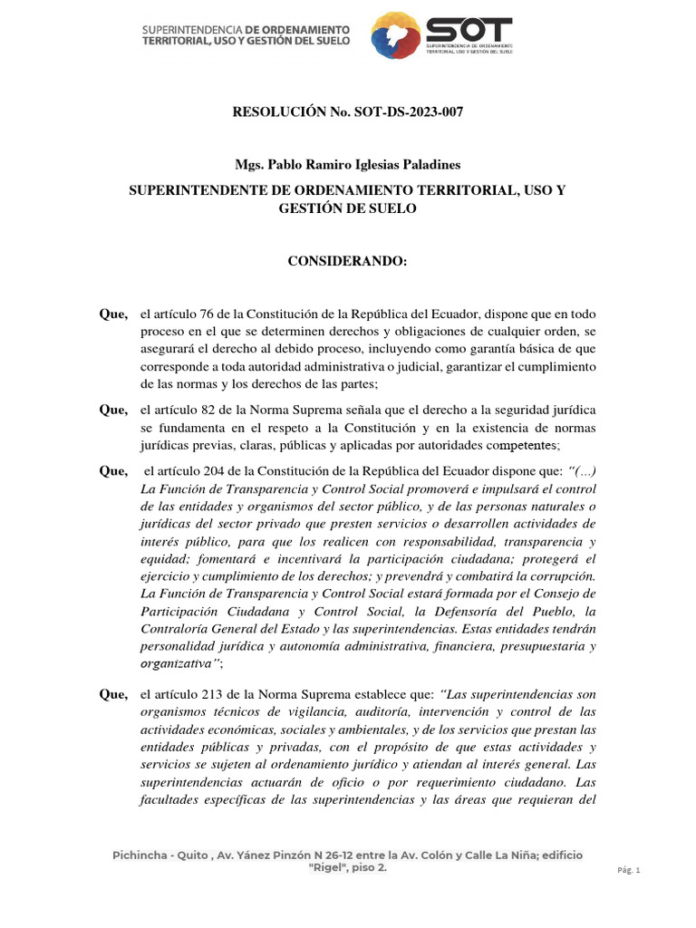 Resolución - Sot Ds 2023 007 Signed Signed Signed Signed | PDF | Regulación | Constitución