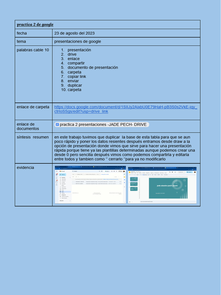 Practica 2 Presentaciones - JADE PECH - DRIVE | PDF