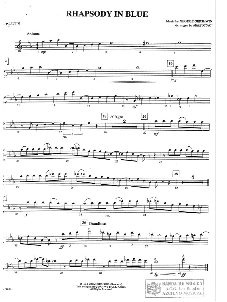 Rhapsody in Blue - George Gershwin - Mike Story | PDF