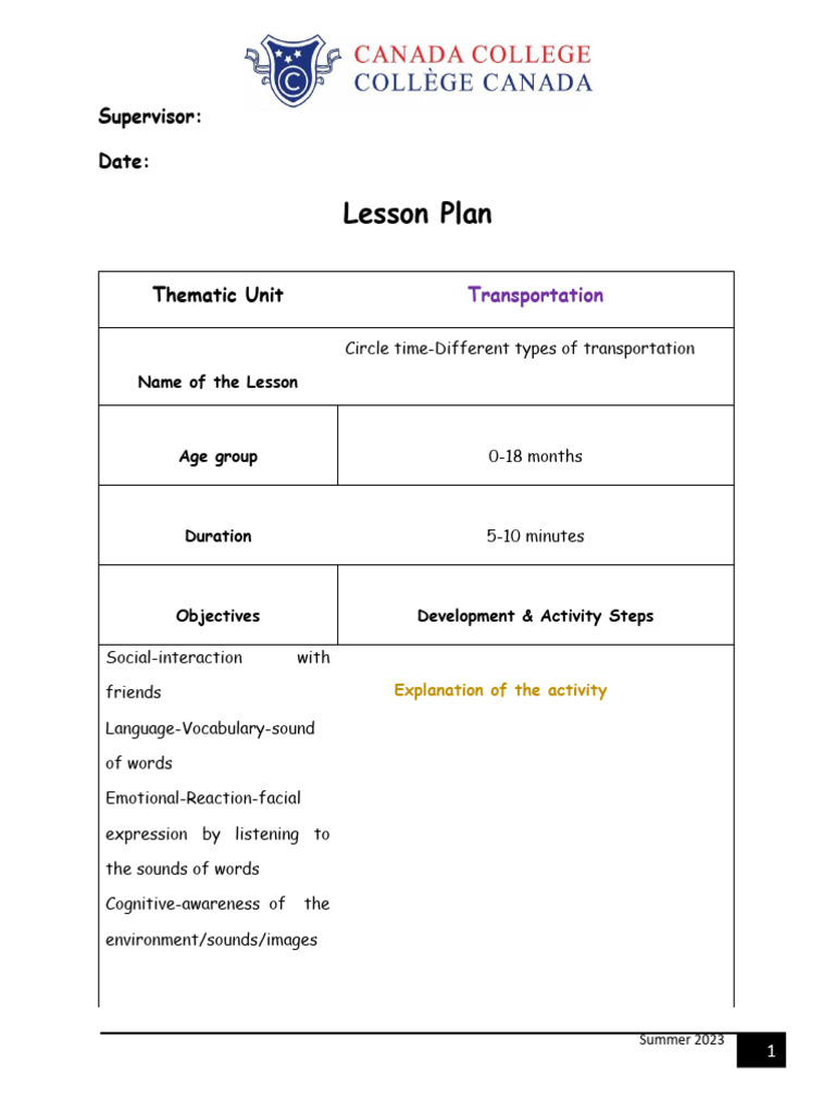 Lesson Plan Template | PDF | Cognition | Cognitive Psychology
