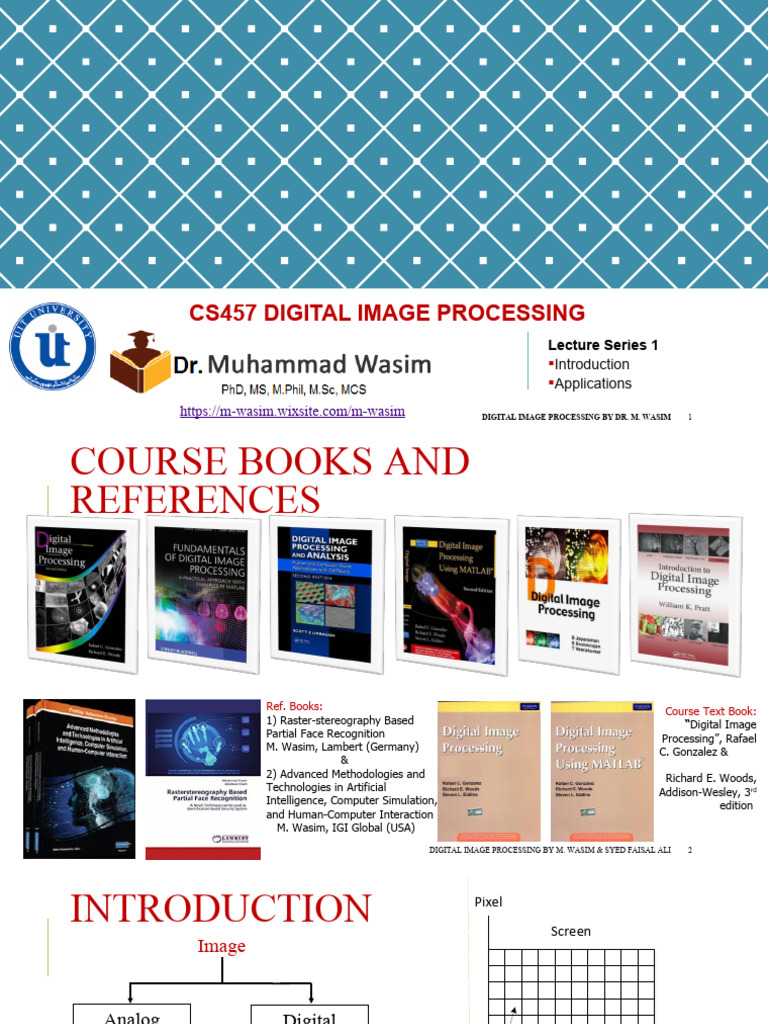 DIGITAL IMAGE PROCESSING Lecture Series 1-Spring 2023 | PDF | Digital Image | Digital Data