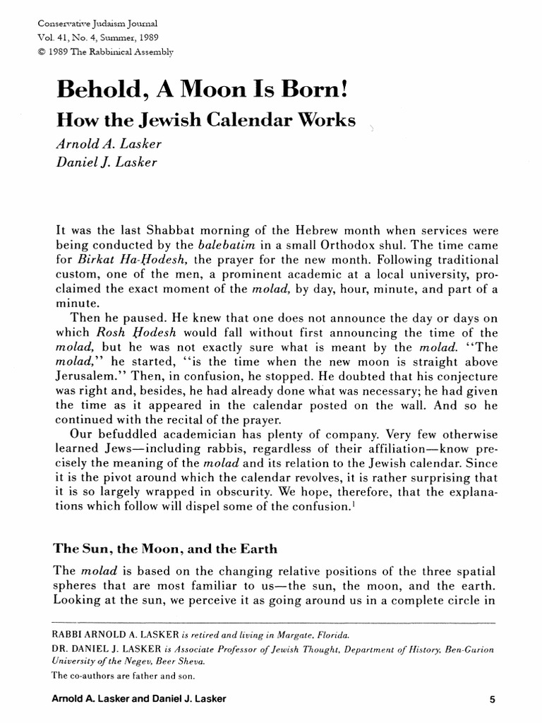 Behold A Moon Is Born | PDF | Moon | Hebrew Calendar
