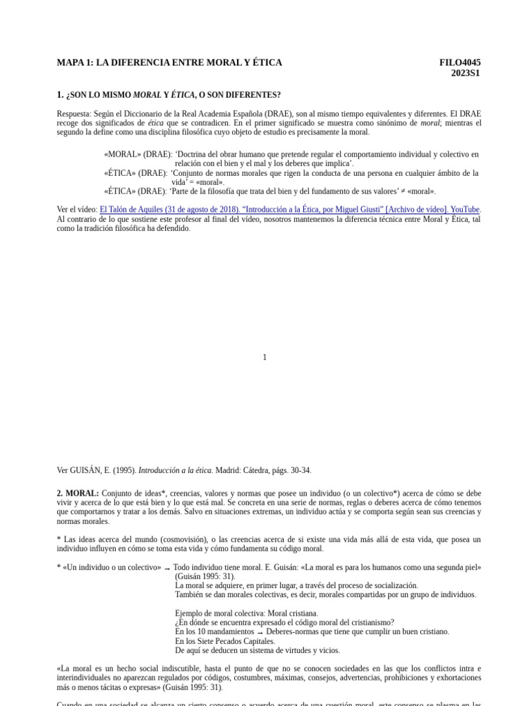 Mapa 1. La Diferencia Entre Moral y Ã Tica | PDF | Moralidad | Pensamiento