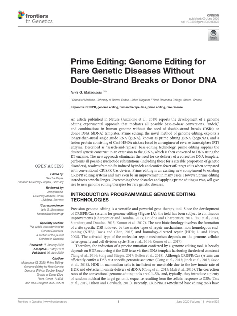 Prime Editing Genome Editing For Rare Genetic Dise | PDF | Mutation ...