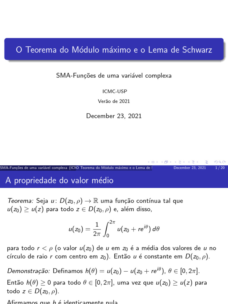 Teorema do Módulo Máximo e Schwarz | PDF | Matemática | Analise matemática