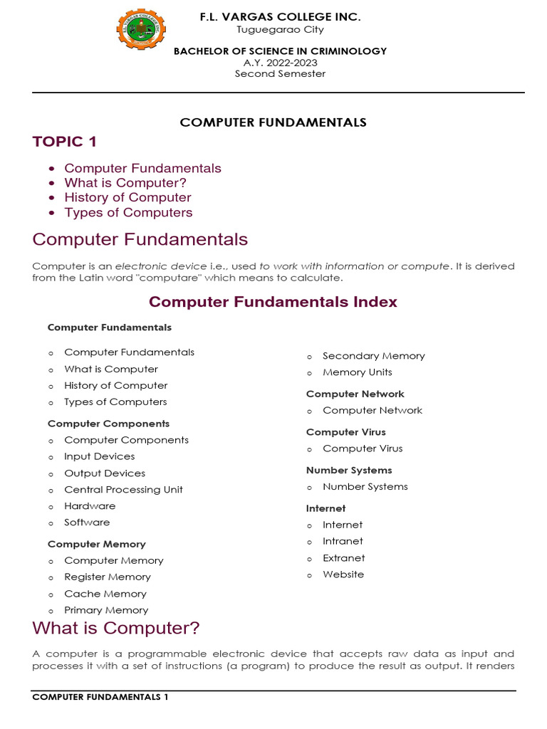 Computer Fundamentals | PDF | Image Scanner | Computer Keyboard