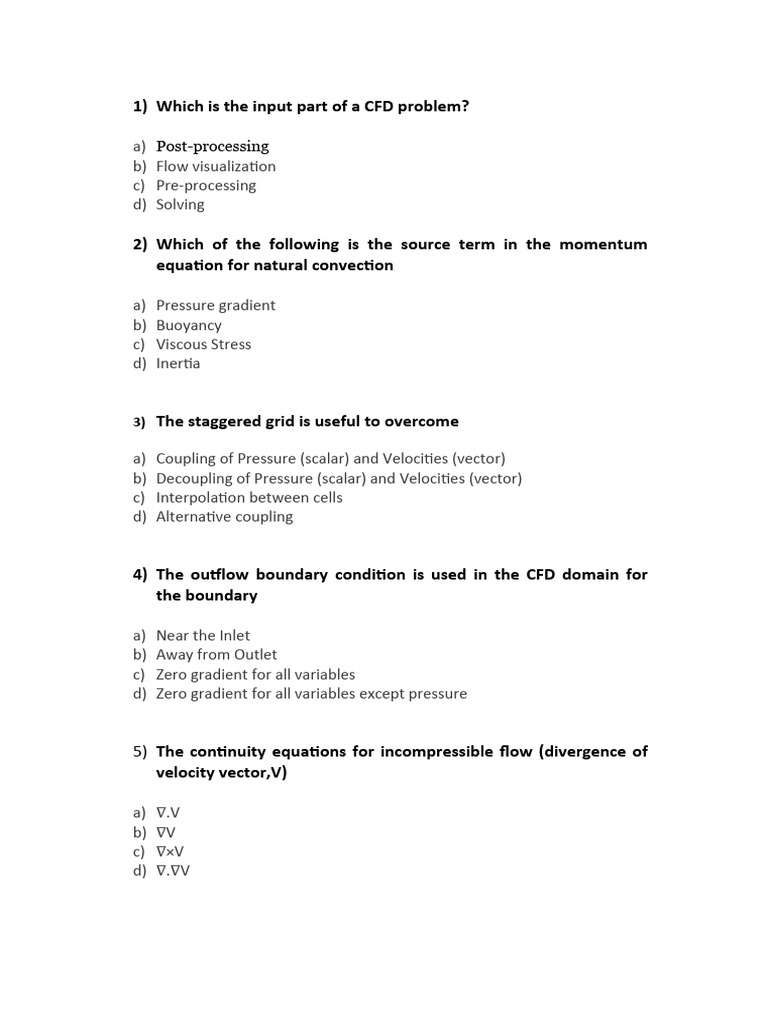 CFD Basic Test | PDF | Computational Fluid Dynamics | Navier–Stokes ... CFD Basic Test | PDF | Computational Fluid Dynamics | Navier–Stokes ...