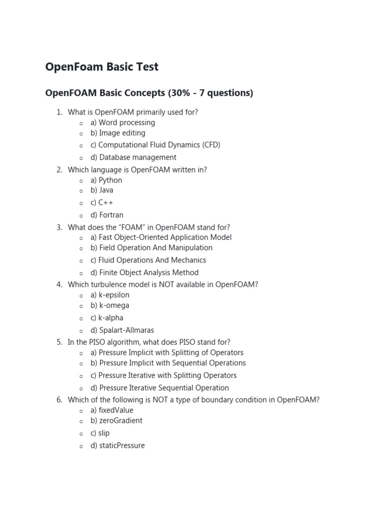 OpenFoam Basic Test | PDF | Computational Fluid Dynamics | Computing OpenFoam Basic Test | PDF | Computational Fluid Dynamics | Computing