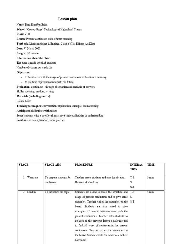 Lesson Plan 6 | Download Free PDF | Lesson Plan | Cognition