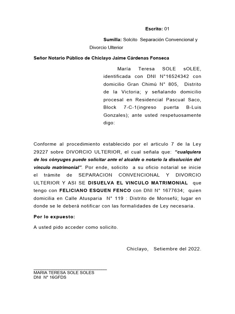 Solicito Divorcio Definitivo | PDF