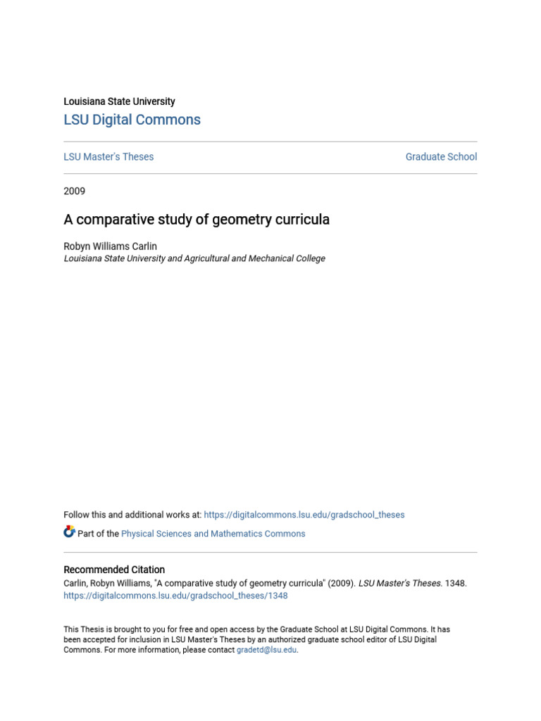 A Comparative Study of Geometry Curricula | PDF | Euclidean Geometry ...