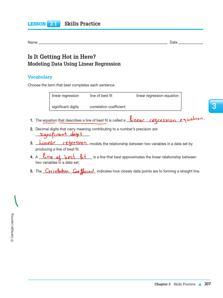Texas High School Algebra 1 Student Skills Practice Chapter 3 | PDF ...