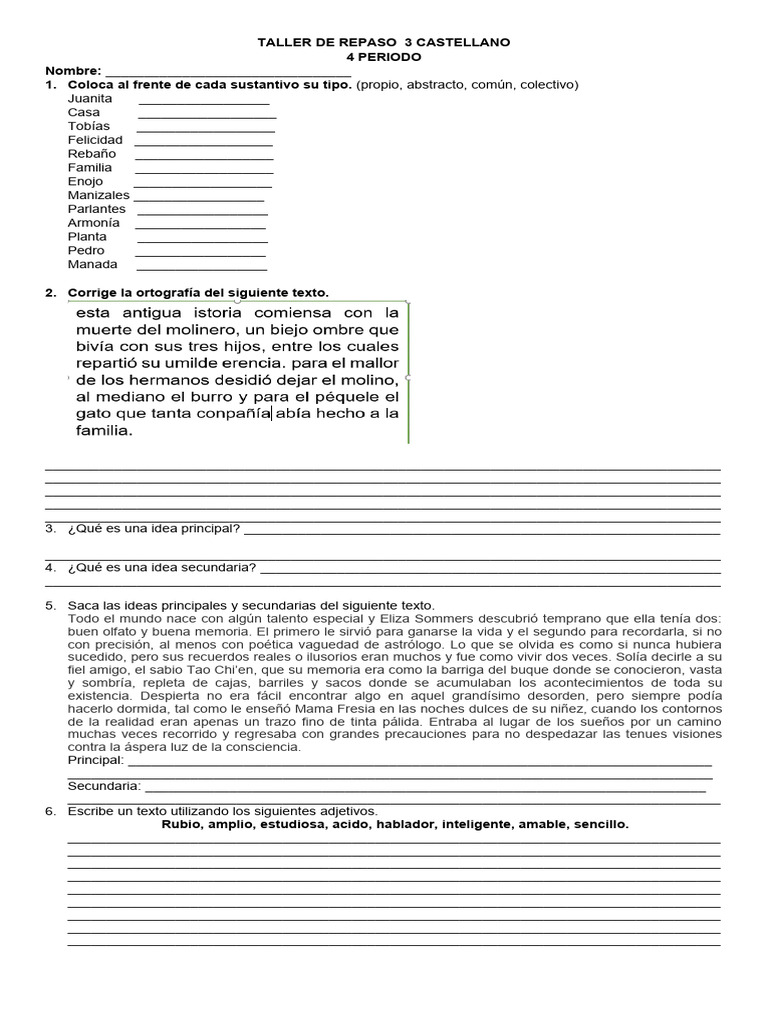 Taller Repaso 3A | PDF | Lingüística