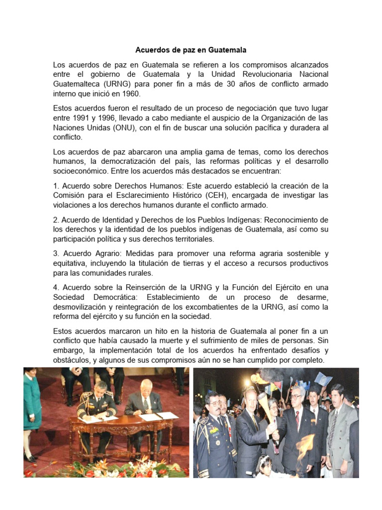 Acuerdos de Paz en Guatemala | Descargar gratis PDF | Guatemala | Gobierno